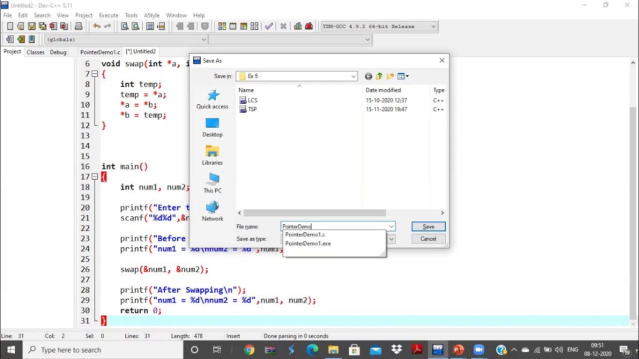 Swapping two numbers using Pointers - YouTube
