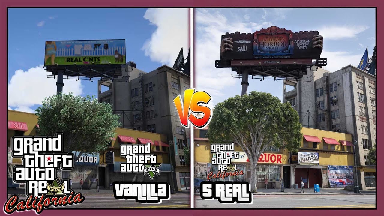 Virtual Hollywood VS Vinewood | GTA 5 Real Life Mods Overhaul 5Real ...