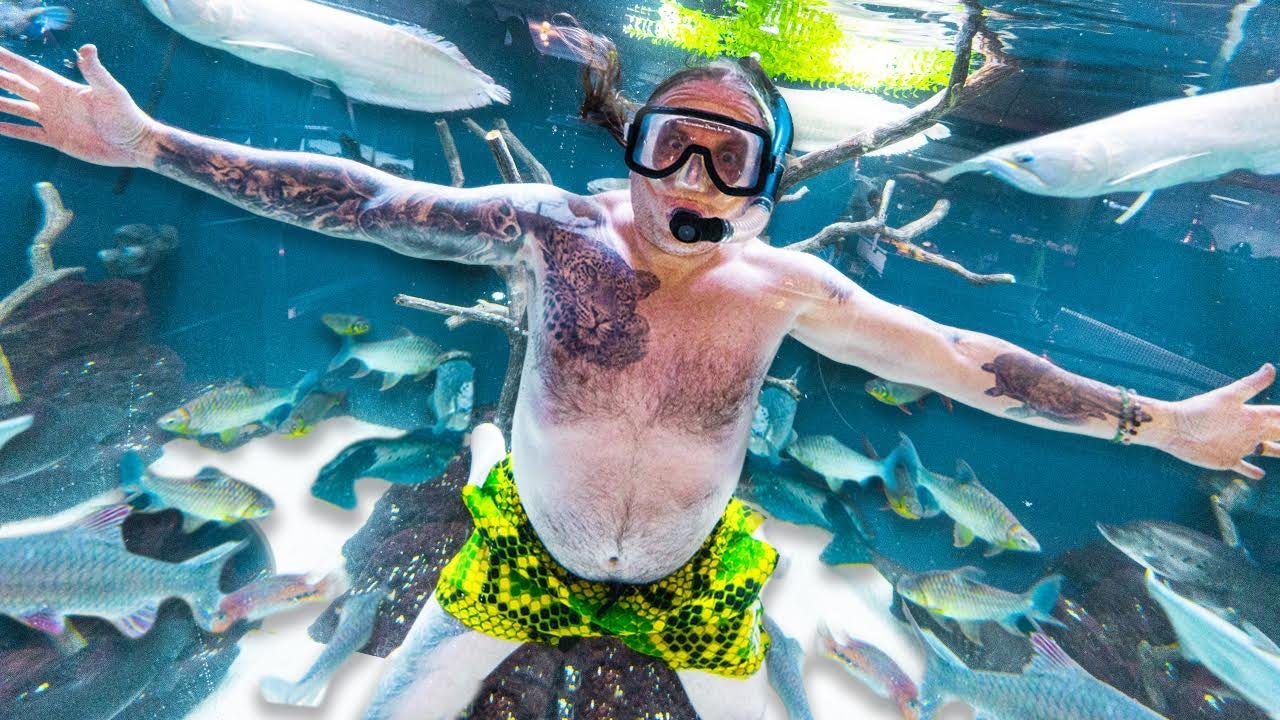 SWIMMING IN A 58,000 GALLON PREDATOR FISH TANK!! | BRIAN BARCZYK - YouTube