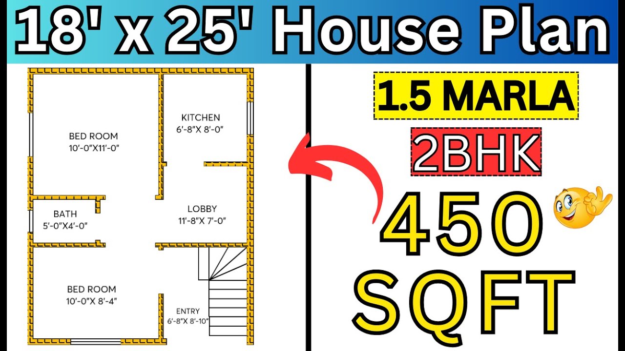 18x25 Ghar Ka Naksha |18x25 House Plan|2BHK|450 SqFt House Design - YouTube