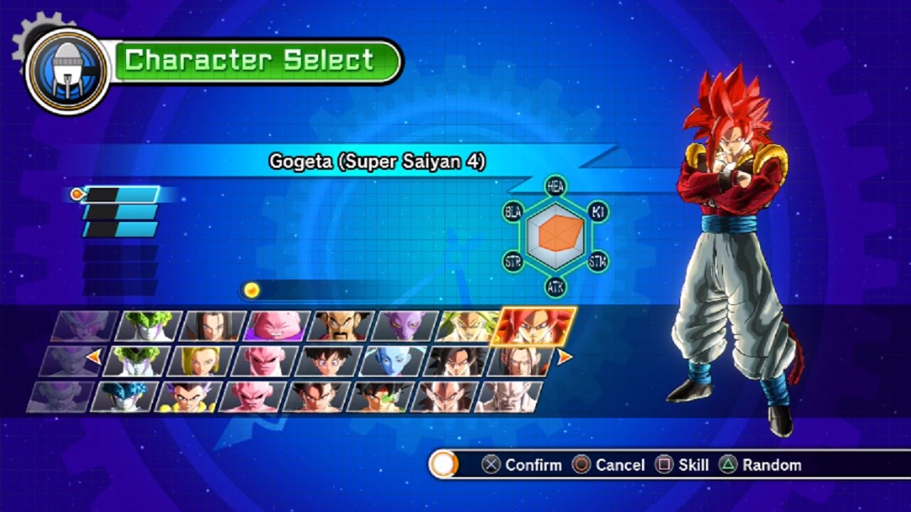 Dragon Ball Xenoverse Character Select
