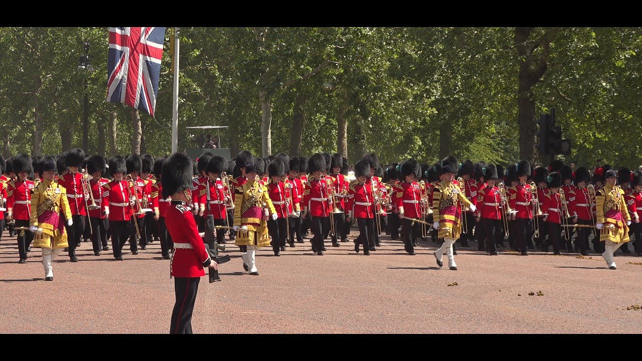 Guards march along The Mall - Trooping the Colour 2019 - YouTube