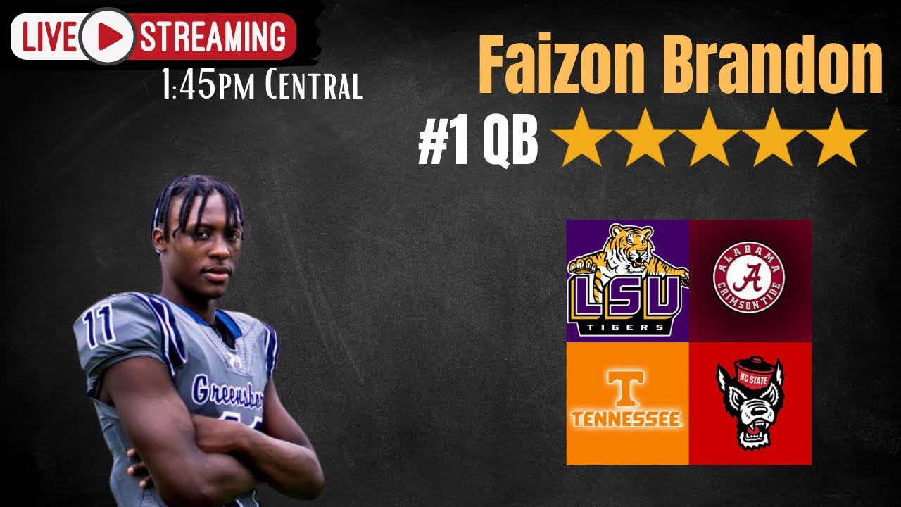 5⭐️ QB Faizon Brandon Live Commitment | LSU, Alabama, Tennessee, or NC ...