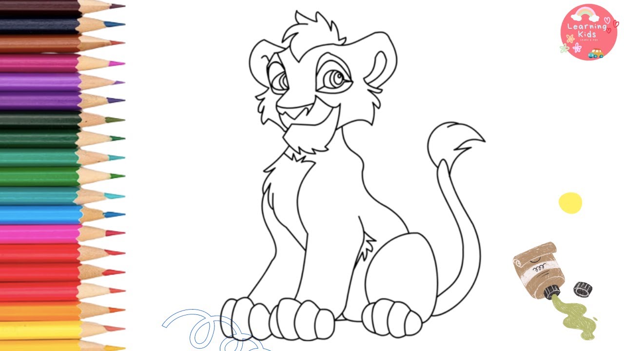 LION Drawing Coloring | easy way to draw LION - YouTube