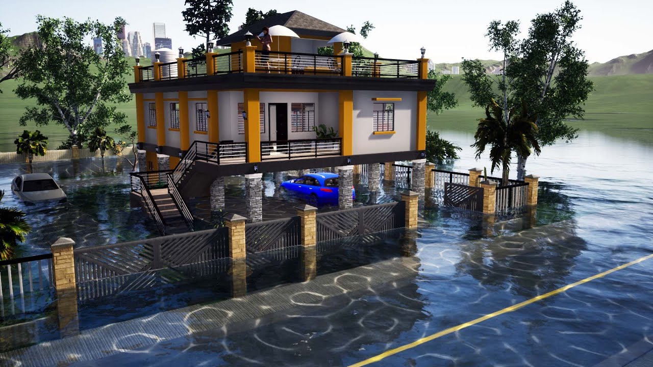 8Mx12M Anti-Flood House Rendered Animation - YouTube