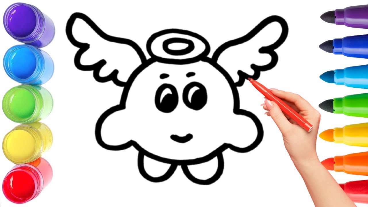 How To Draw cute engel Drawing, Painting & Coloring For Kids and ...