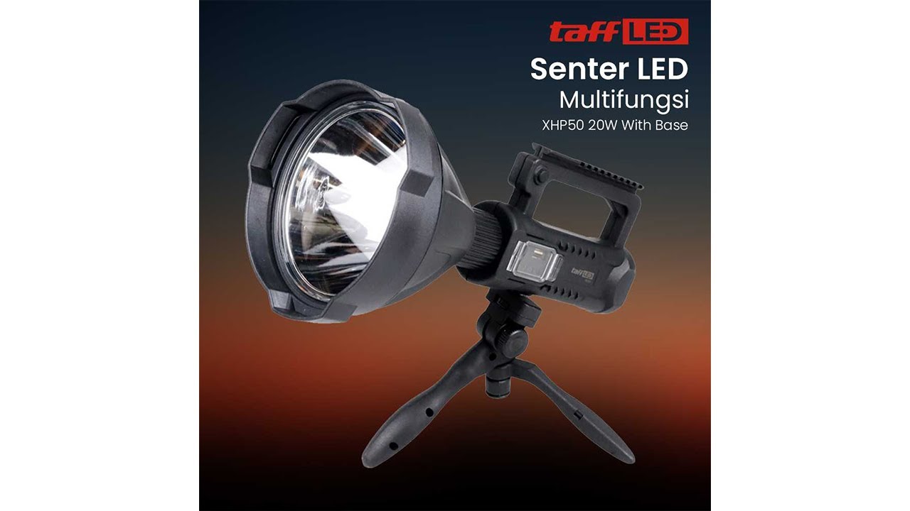 TaffLED Senter LED Multifungsi XHP50 20W With Base - 7RFL2QBK - YouTube