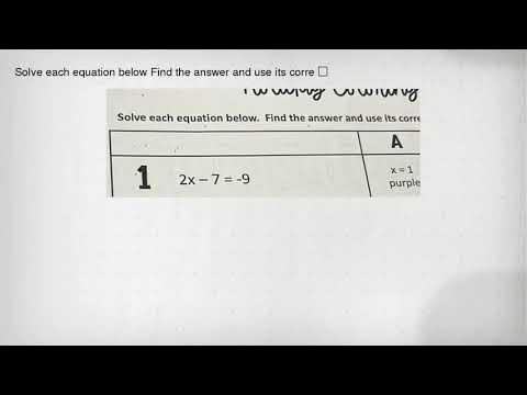 Solve each equation below Find the answer and use its corre square - YouTube