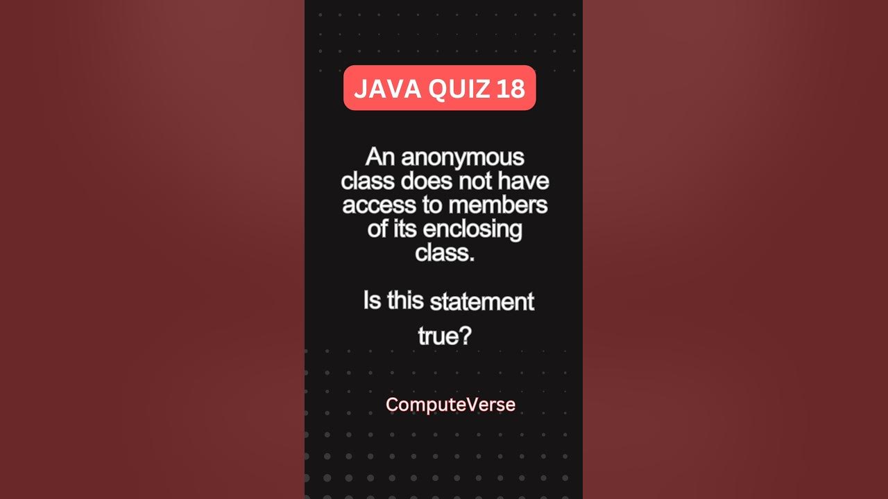 Java Quiz 18:Access in Java Anonymous Classes..!! #shorts #java - YouTube