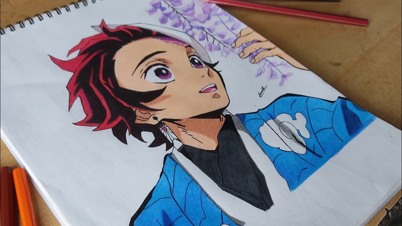 How to colour Tanjiro like copic markers with doms colourpencil. Smooth ...