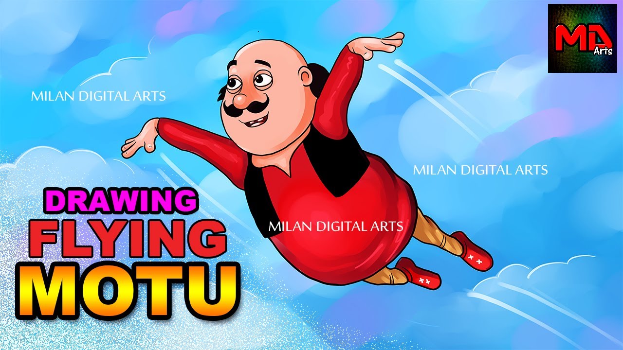 How to Draw Flying Motu From Motu Patlu Cartoon/Flying Motu Painting ...