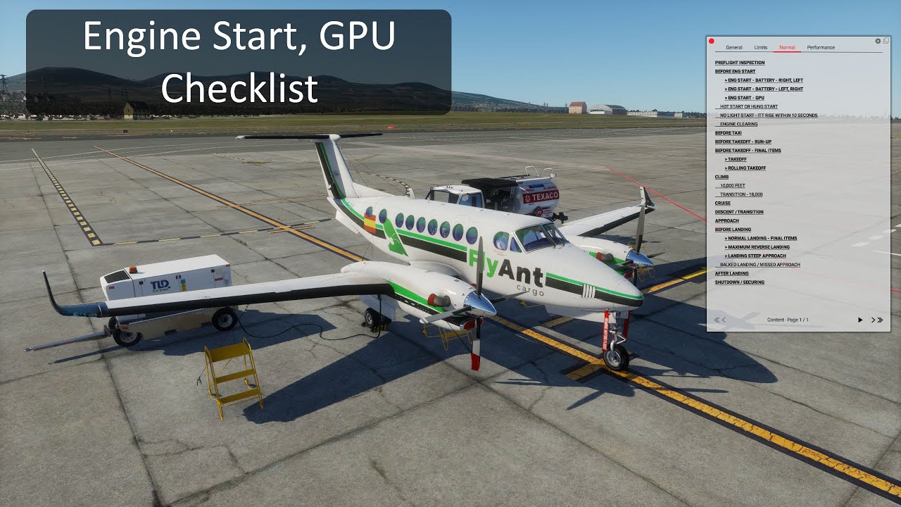 Airfoillabs King Air 350 Engine Start, GPU Checklist - YouTube