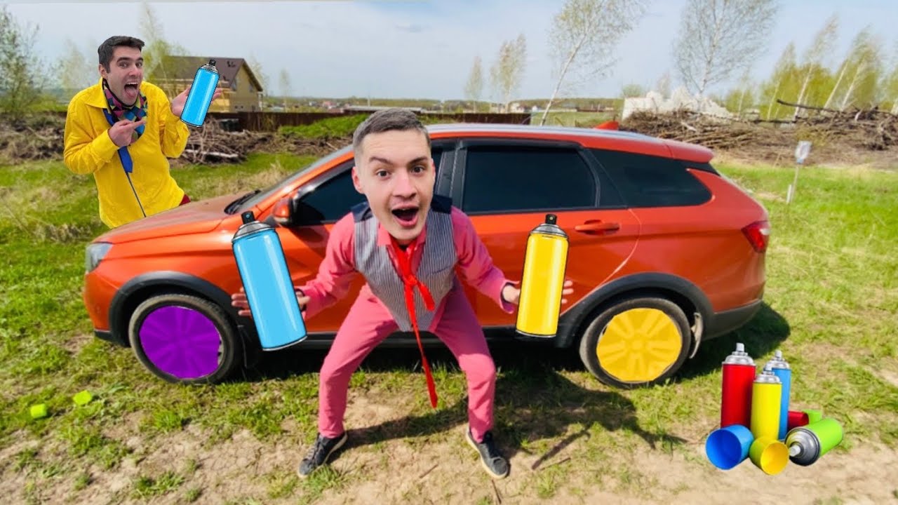 Mr. Joe in a car with funny wheels - YouTube