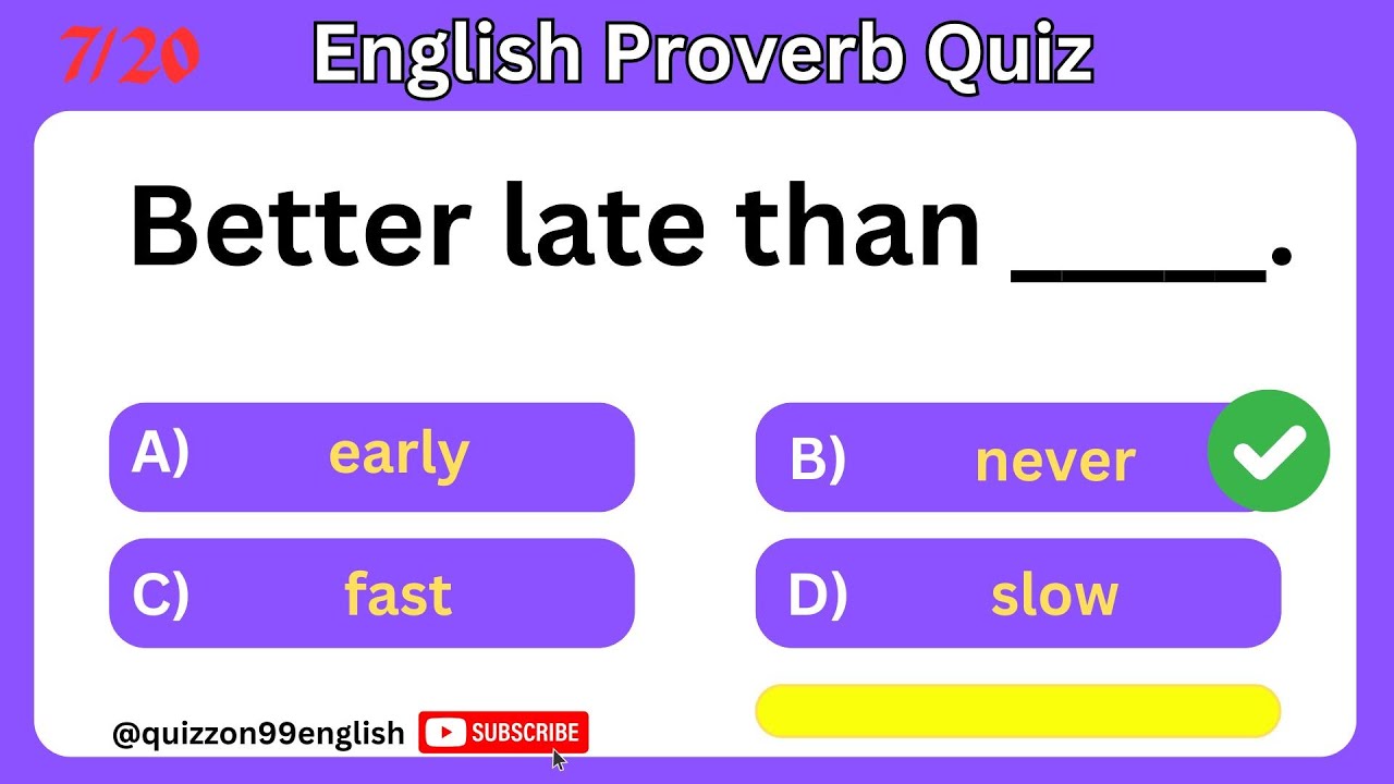 20 Popular English Proverbs Quiz: Test Your Knowledge & Improve Fast! 🧩 ...