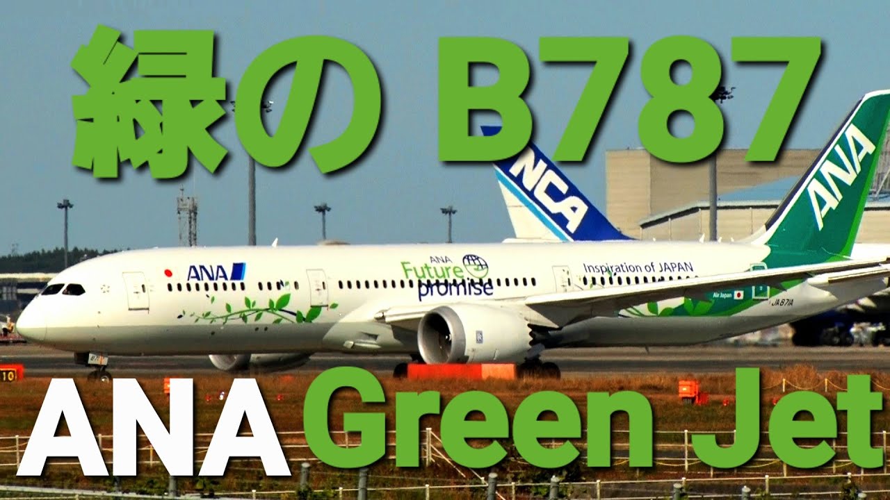 RJAA成田空港 緑のB787 成田から出発”特別塗装機「ANA Green jetANAグリーンジェットANA全日空 All Nippon ...