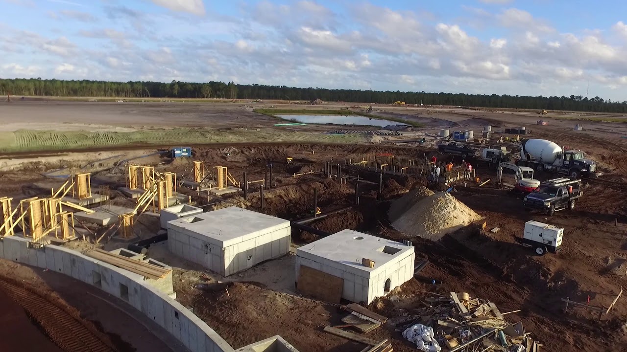 Drone Video of the concrete scope and perimeter of the lagoon ...
