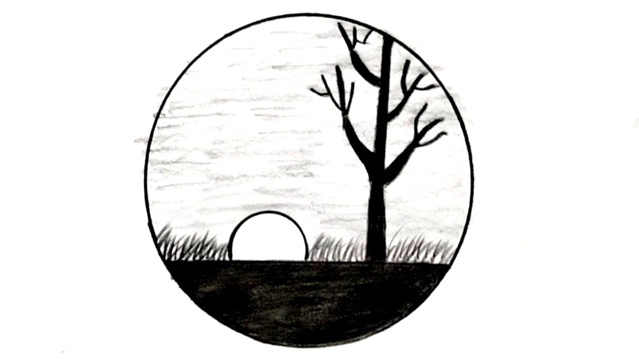 Pencil Art Scenery Drawing Easy - Step By Step Very Simple Drawing ...