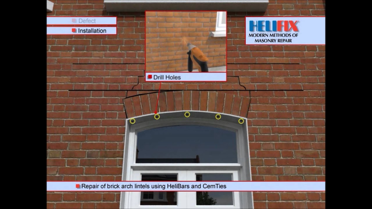 Brick lintel repair using Helifix Helibeam system - YouTube