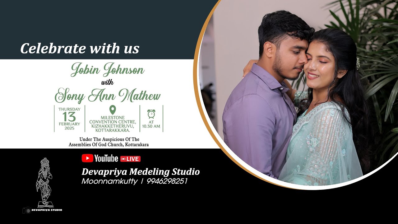 Jobin Johnson & Sony An Mathew Wedding Day YouTube Live Telecasting ...