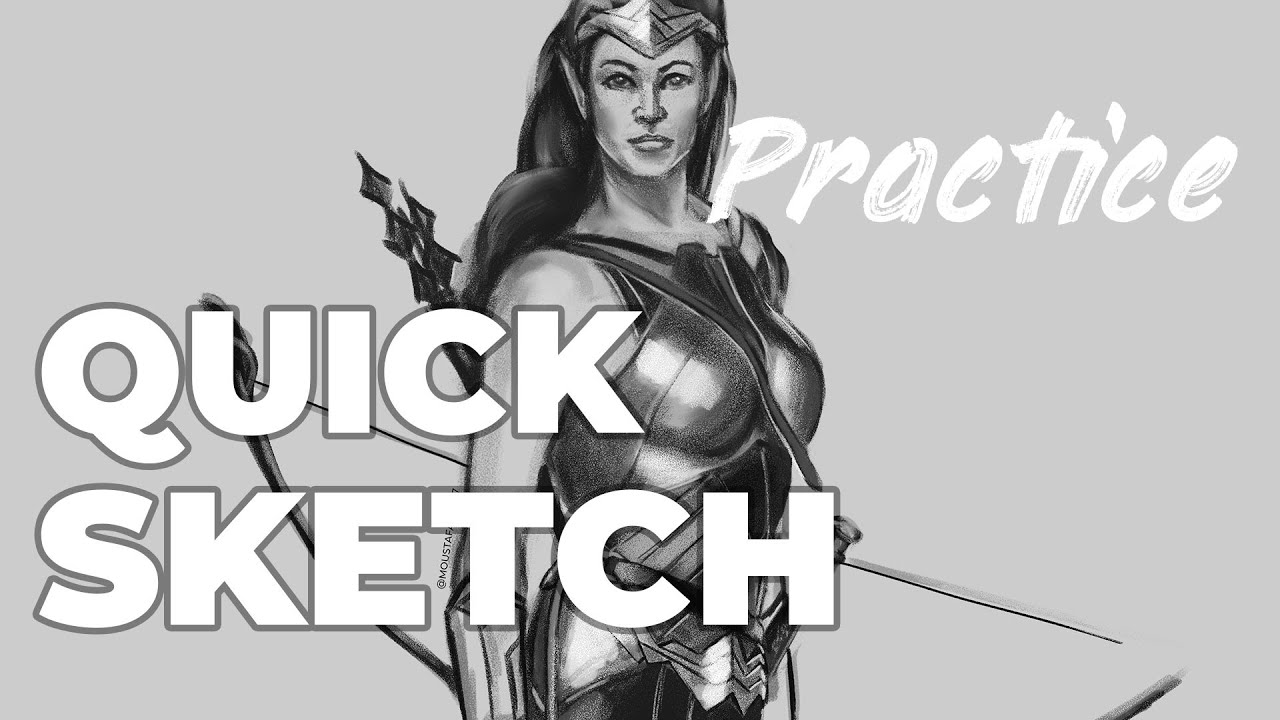 Quick digital sketch (Photoshop drawing practice) - YouTube