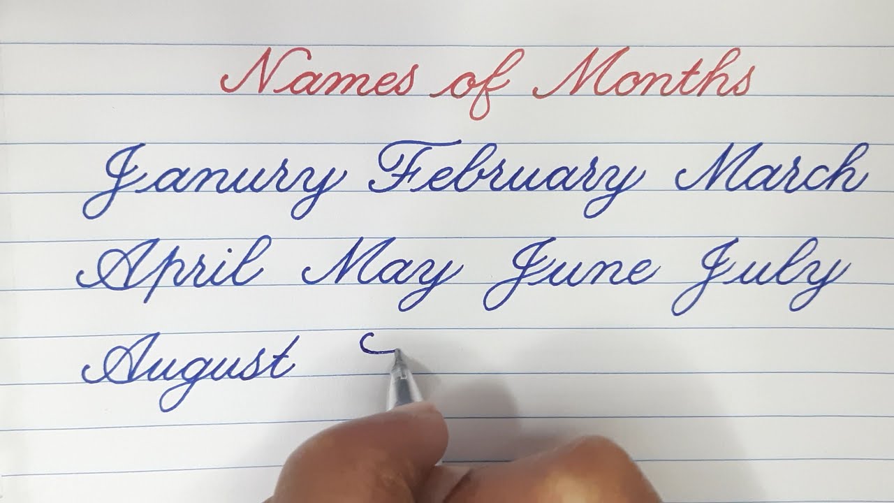 Names of months in Cursive handwriting|How to improve your English ...
