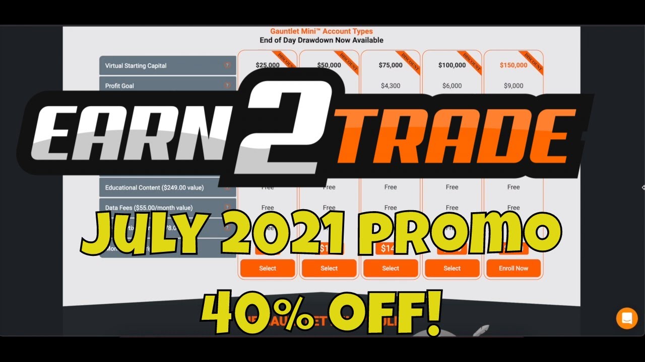 Earn2Trade July 2021 Promo 40% off AND a Great Rule Change (Benefits ...