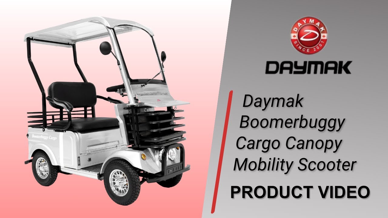 Daymak Boomerbuggy Cargo 4 Wheel Canopy Enclosed Mobility Scooter - YouTube