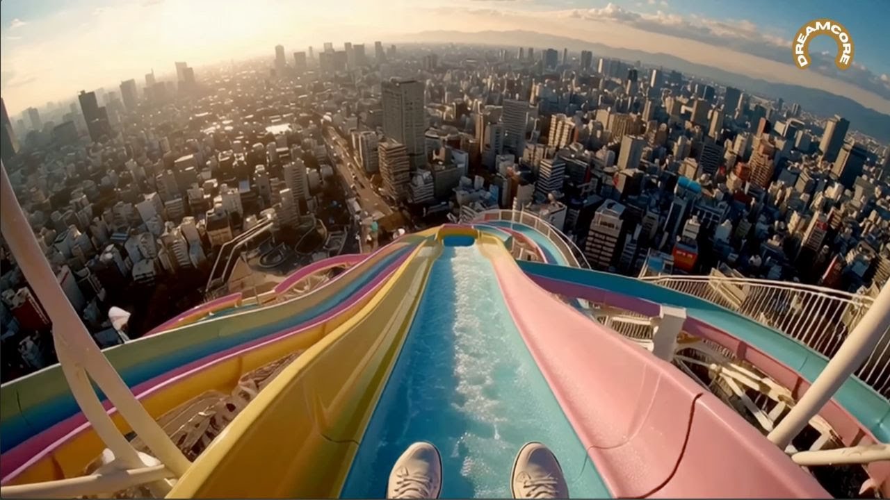 Commuting Through Tokyo on a Sky-High Water Slide | Dreamcore AI - YouTube