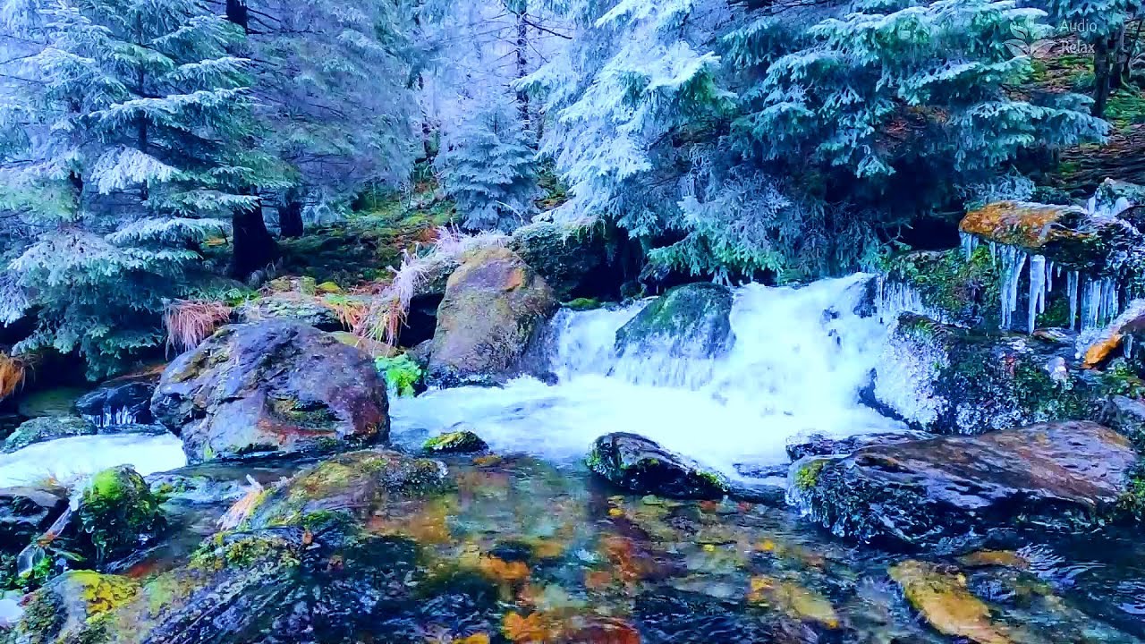 The sound of a roaring stream in a winter forest. 10 hours - YouTube