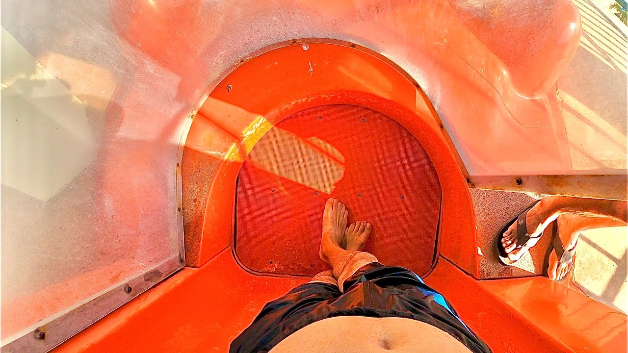 Trap door Water Slide at Dino Water Park (AquaLoop Slide) - YouTube