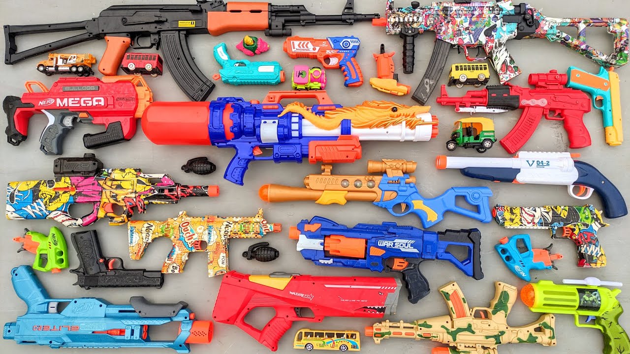 Collecting Senapan NERF WAR GUNS, Glock Pistol, Ak47 Captain America ...