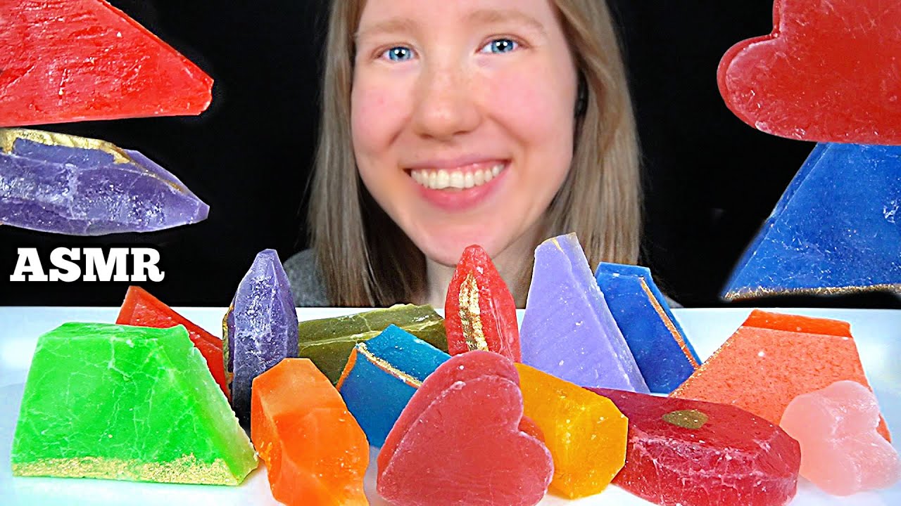 ASMR RAINBOW KOHAKUTO (JEWELRY CANDY) MUKBANG (No Talking) EATING ...