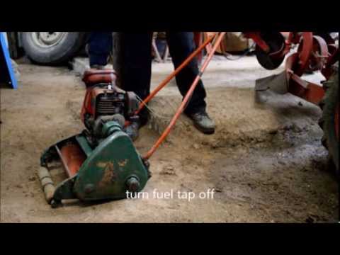 how to start and stop a suffolk colt cylinder lawnmower - YouTube