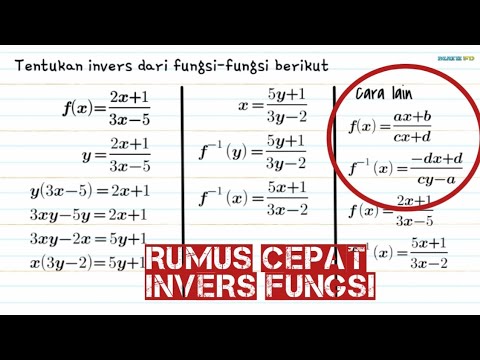 Invers Fungsi (Cara Menentukan Invers Fungsi dengan mudah dan Rumus ...