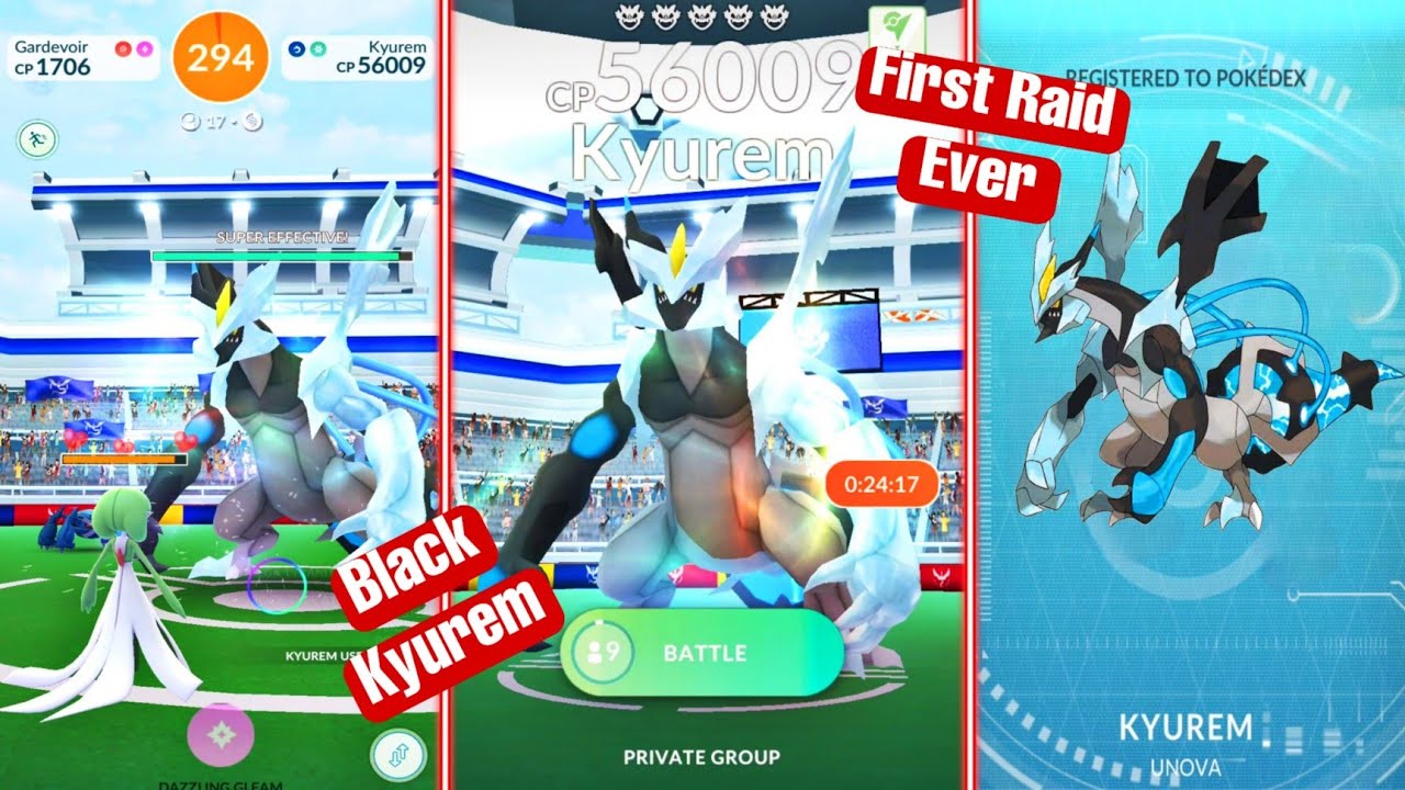 First Ever Black Kyurem Raid in Pokémon GO! Epic Battle & Catch Attempt ...