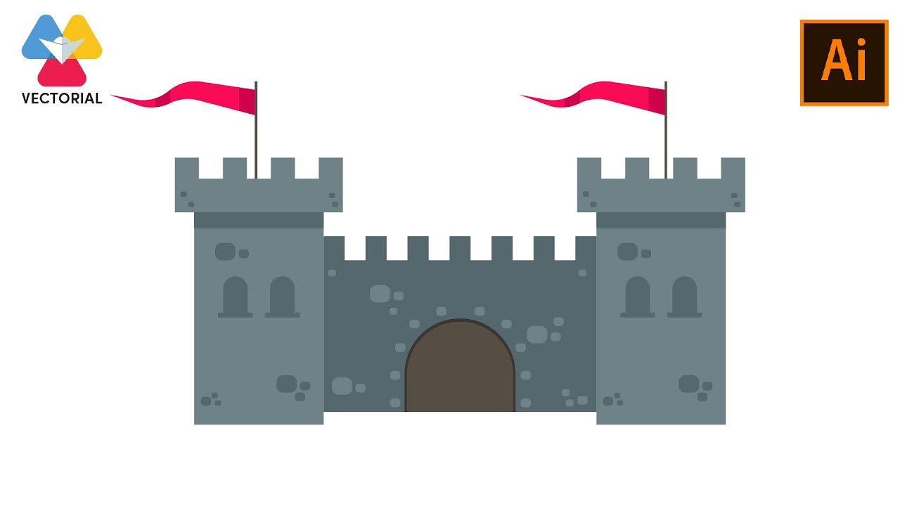 Flat Design Castle tutorial in Adobe Illustrator 2020 - YouTube