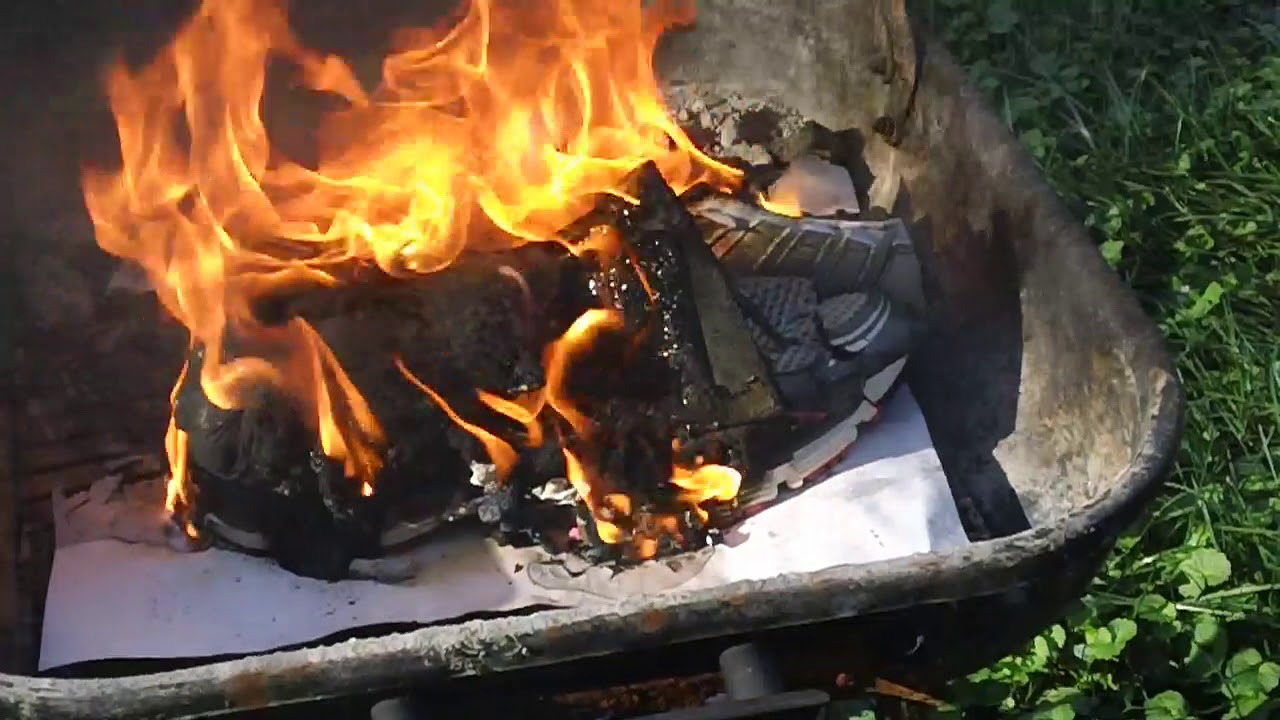 burning cut sneakers - YouTube