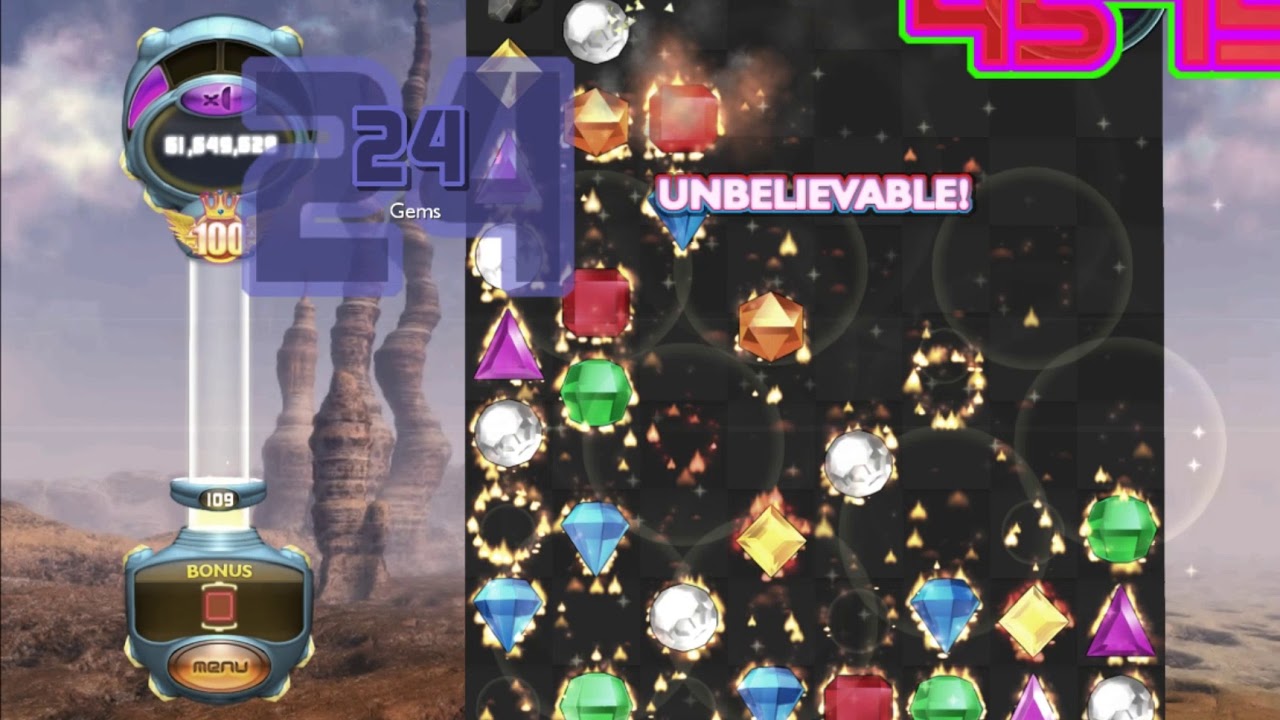 Bejeweled Twist - 64 Flame Gems (8x11 Board) - YouTube