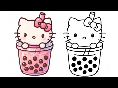 Hello Kitty Nasıl Çizilir🍓 | How to Draw Hello Kitty Bubble Tea