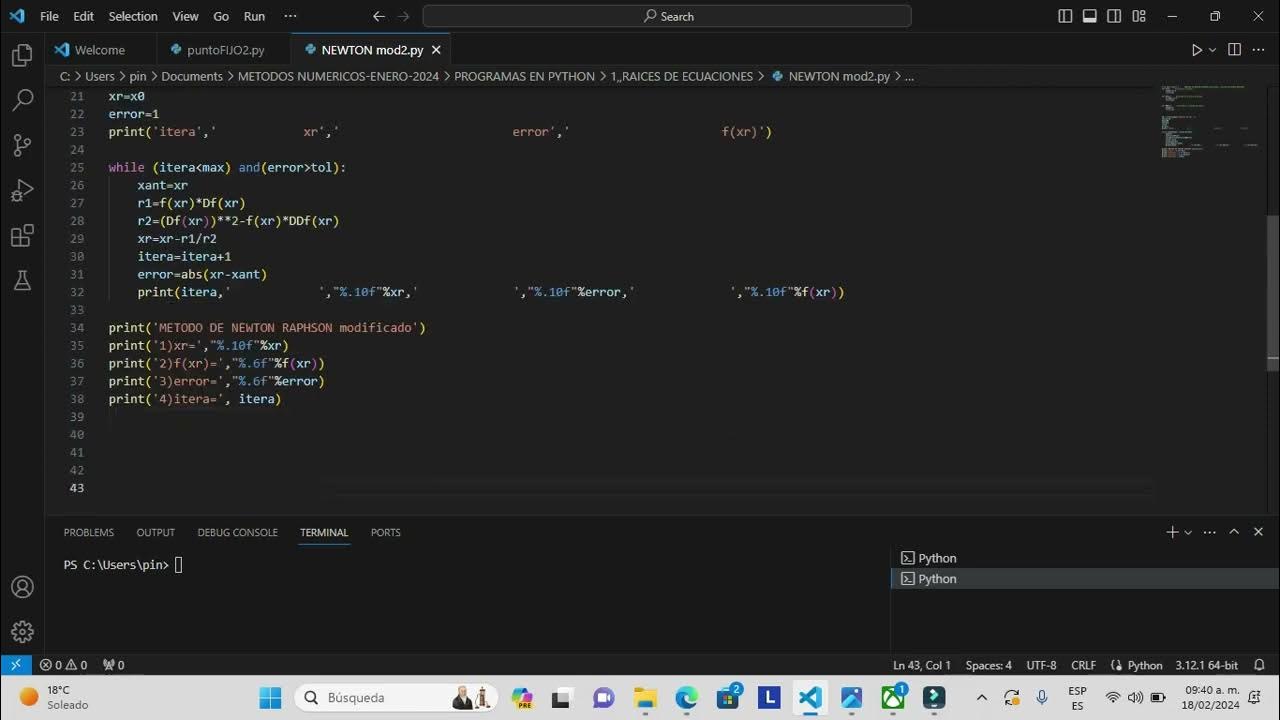 NEWTON RAPHSON ORDEN 2 EN PYTHON - YouTube