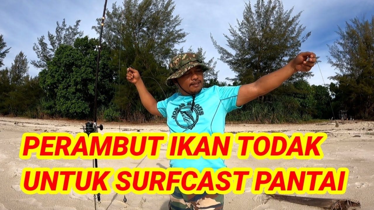 PERAMBUT IKAN TODAK TEKNIK SURFCAST PANTAI - YouTube