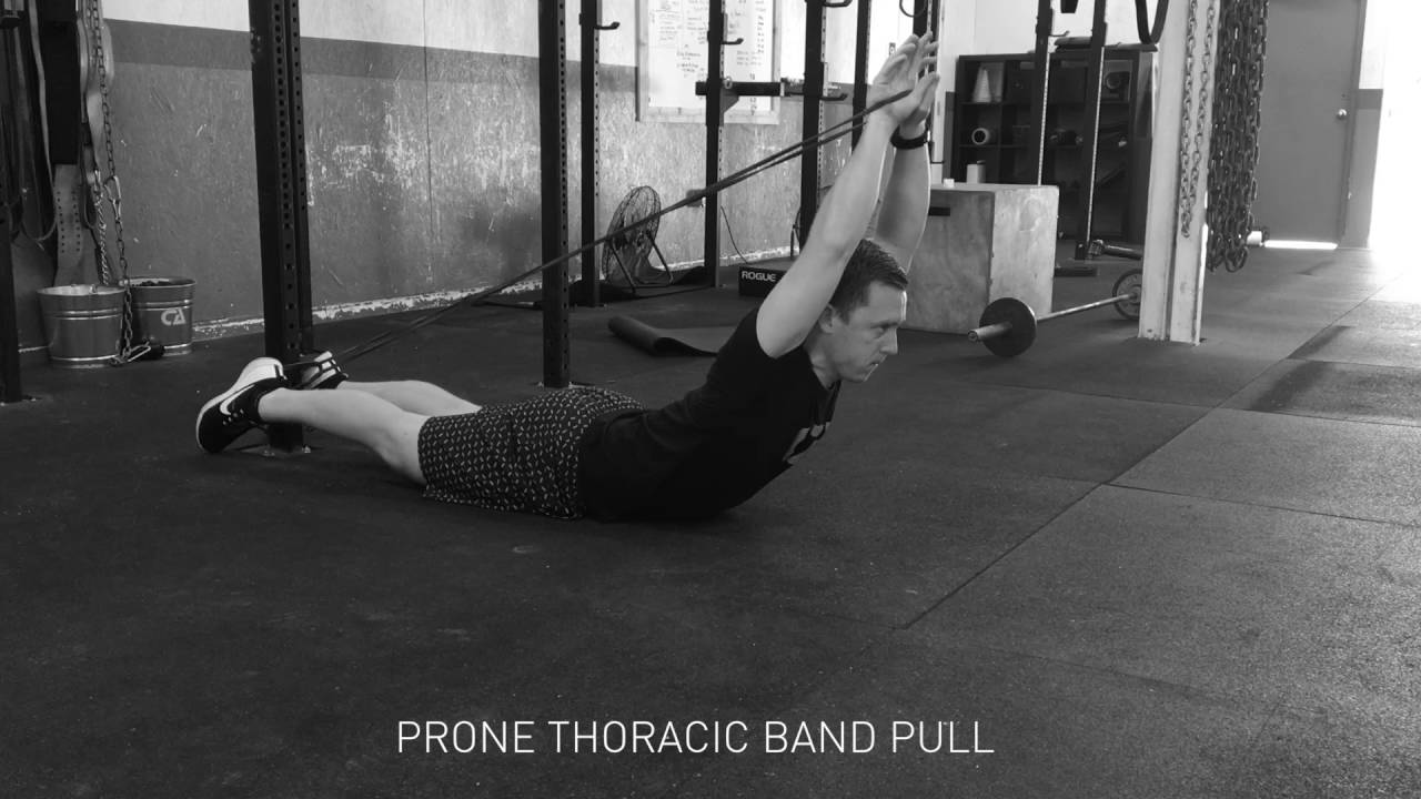 Prone Thoracic Band Pull - YouTube