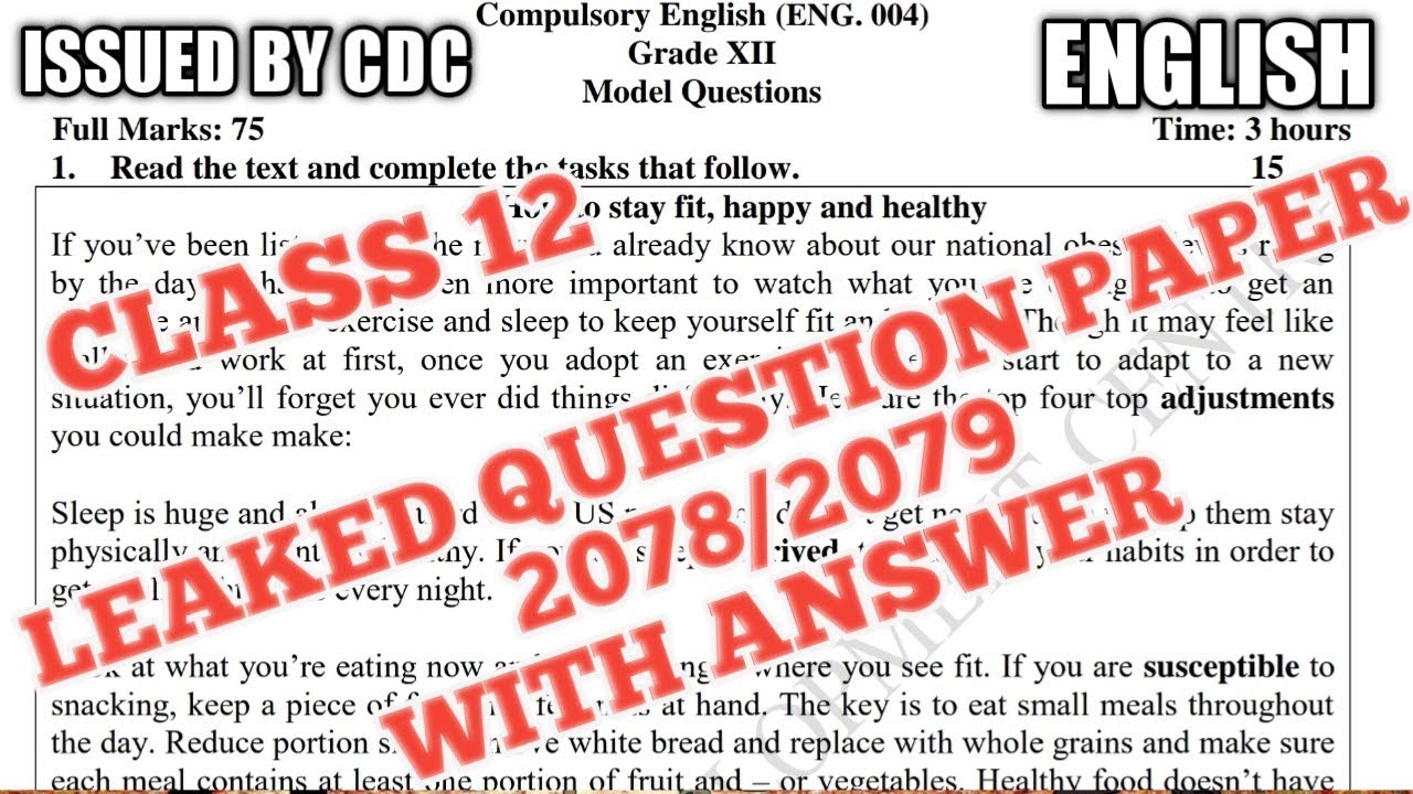 Class 12 English Model Question 2078/2079 With Answer - YouTube