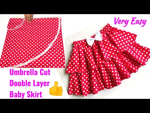 Umbrella Cut Double Layer Baby Skirt Cutting and Stitching | Baby Skirt Cutting and Stitching