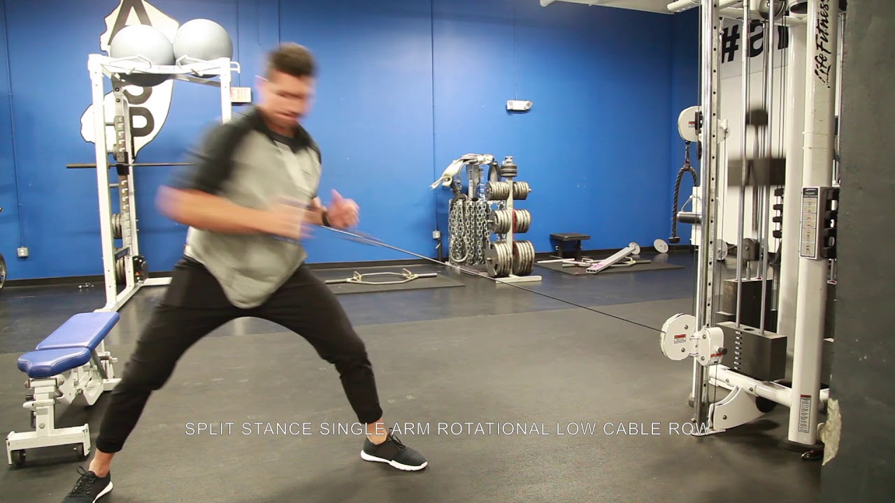 Split Stance Single Arm Rotational Low Cable Row - YouTube