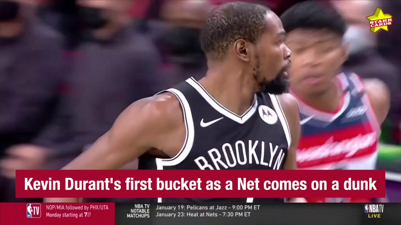 Kevin Durant drives to the rim and throws down the dunk for his first ...