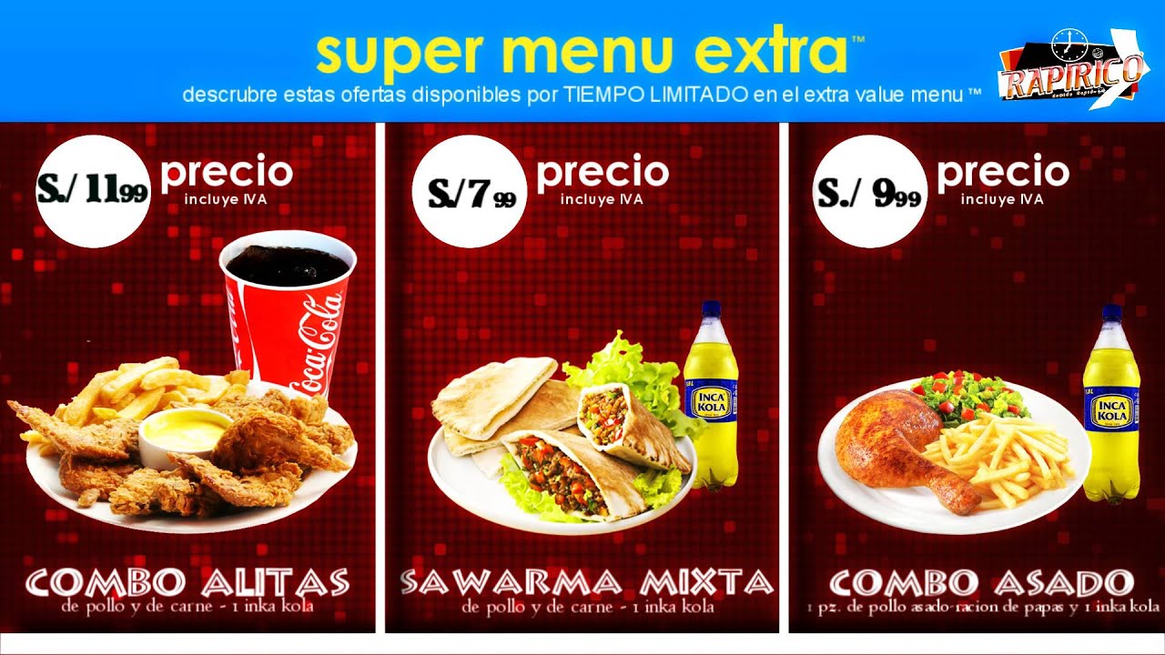 Comida Rapida Menu Muestra - YouTube