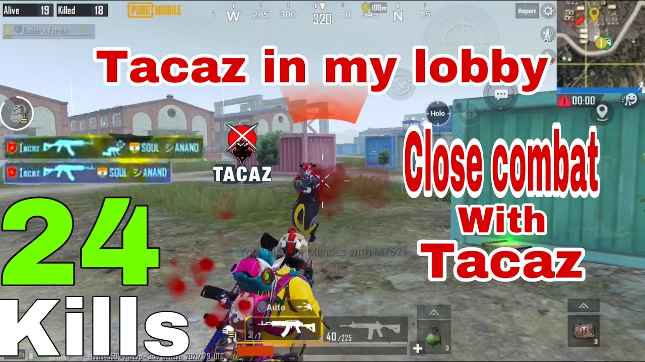 Close combat with tacaz| tacaz in my lobby | tacaz in my match | pubg ...