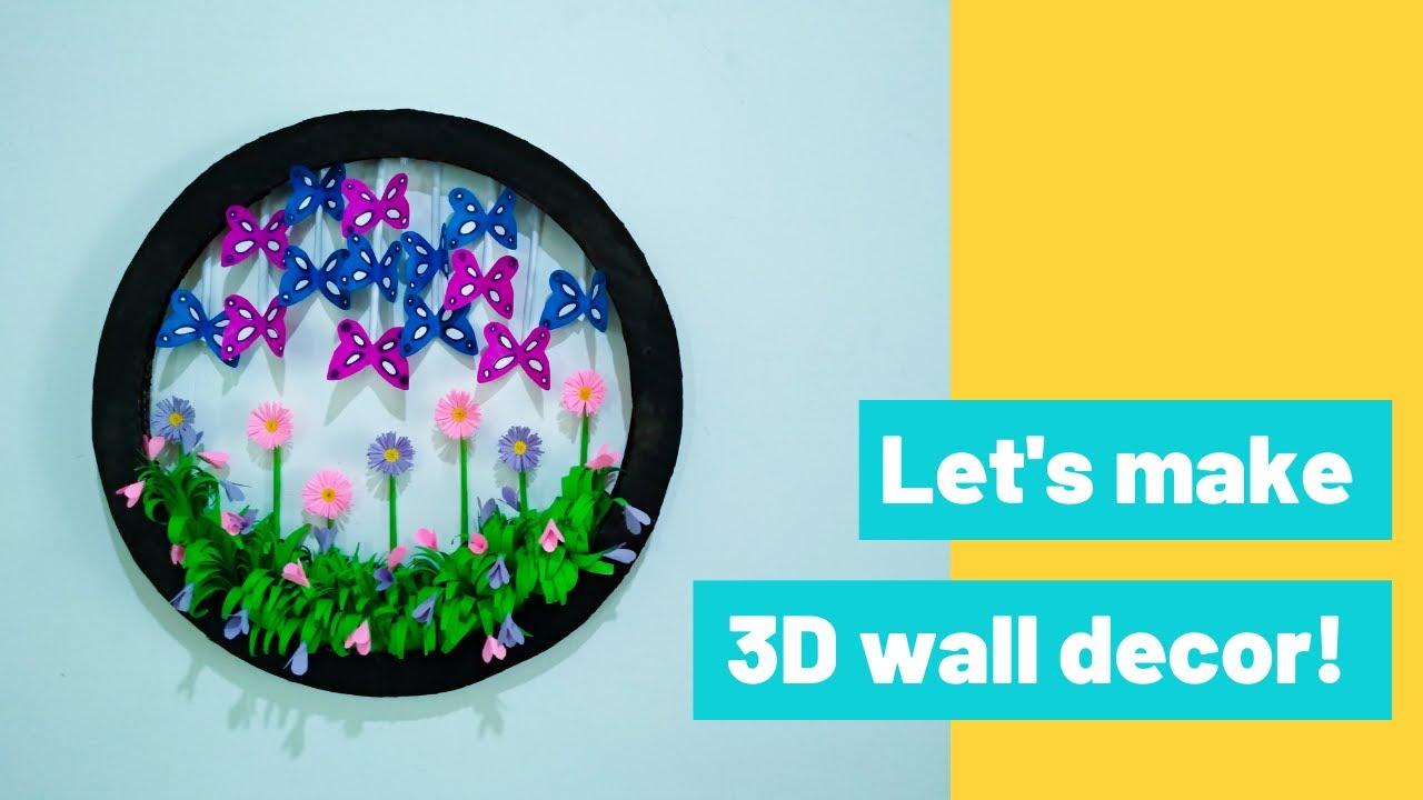 DIY Hanging wall 3D decor wall art | Paper craft wall art - YouTube