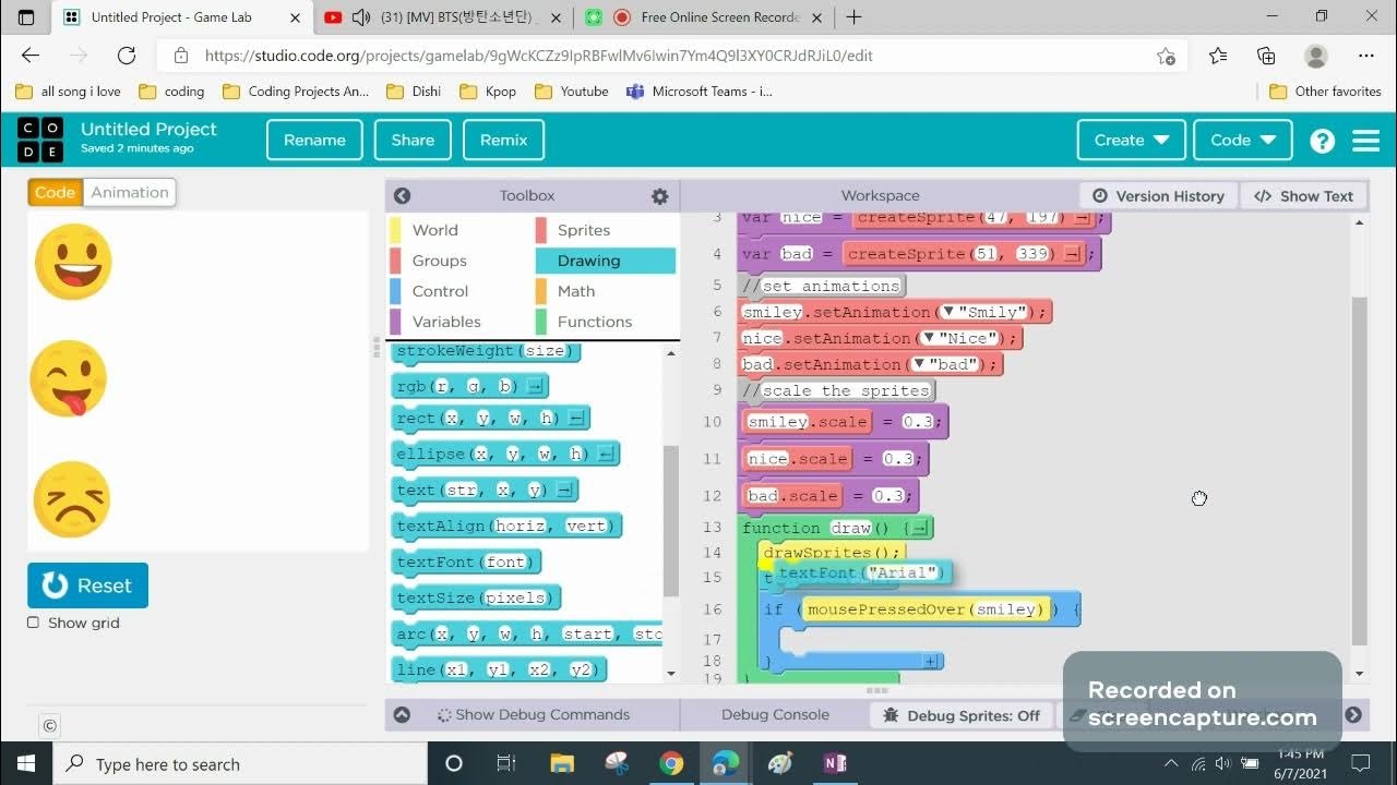 How to make a smiley game in code.org | game lab - YouTube